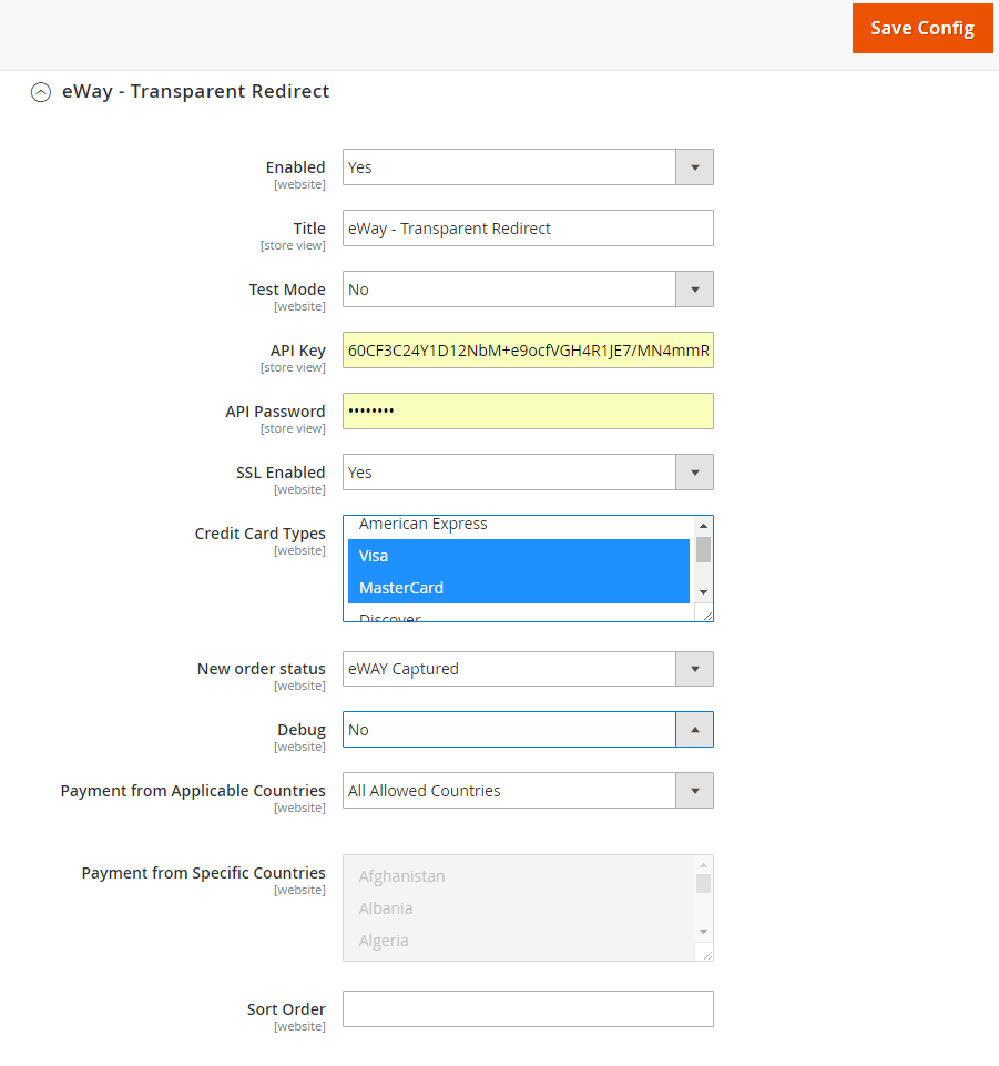 Magento 2 eWay Payment Transparent Redirect integration